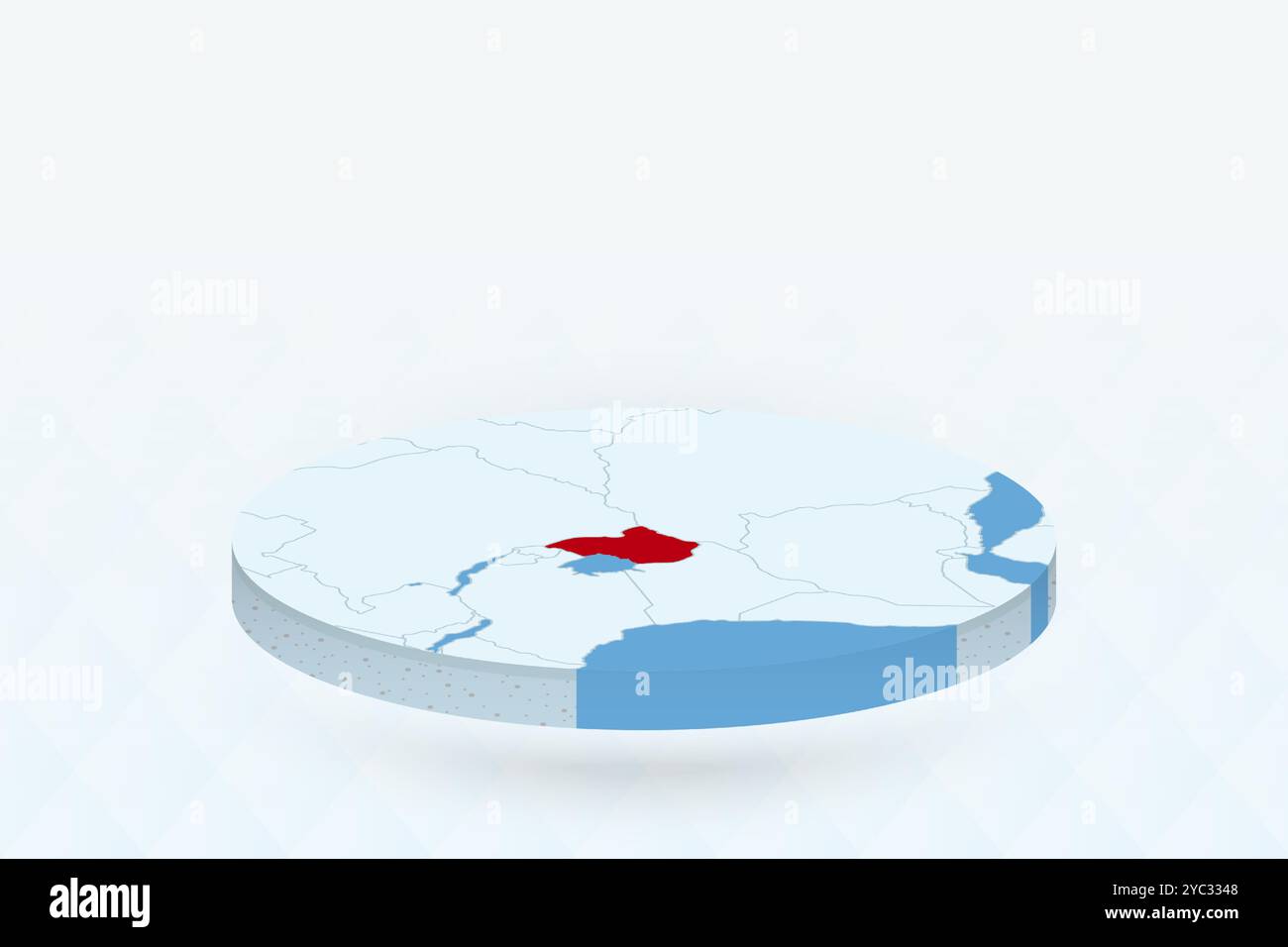 3D Isometric Map Highlighting Uganda in Red. Vector illustration Stock ...