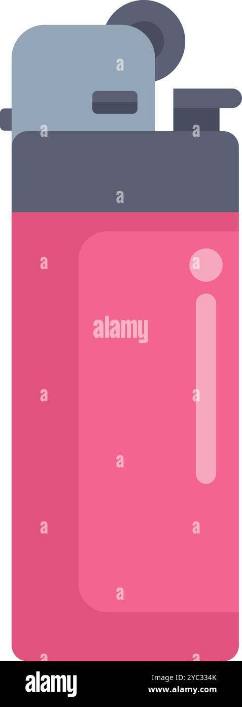 Pink plastic gas lighter with its striking wheel open, ready to produce ...