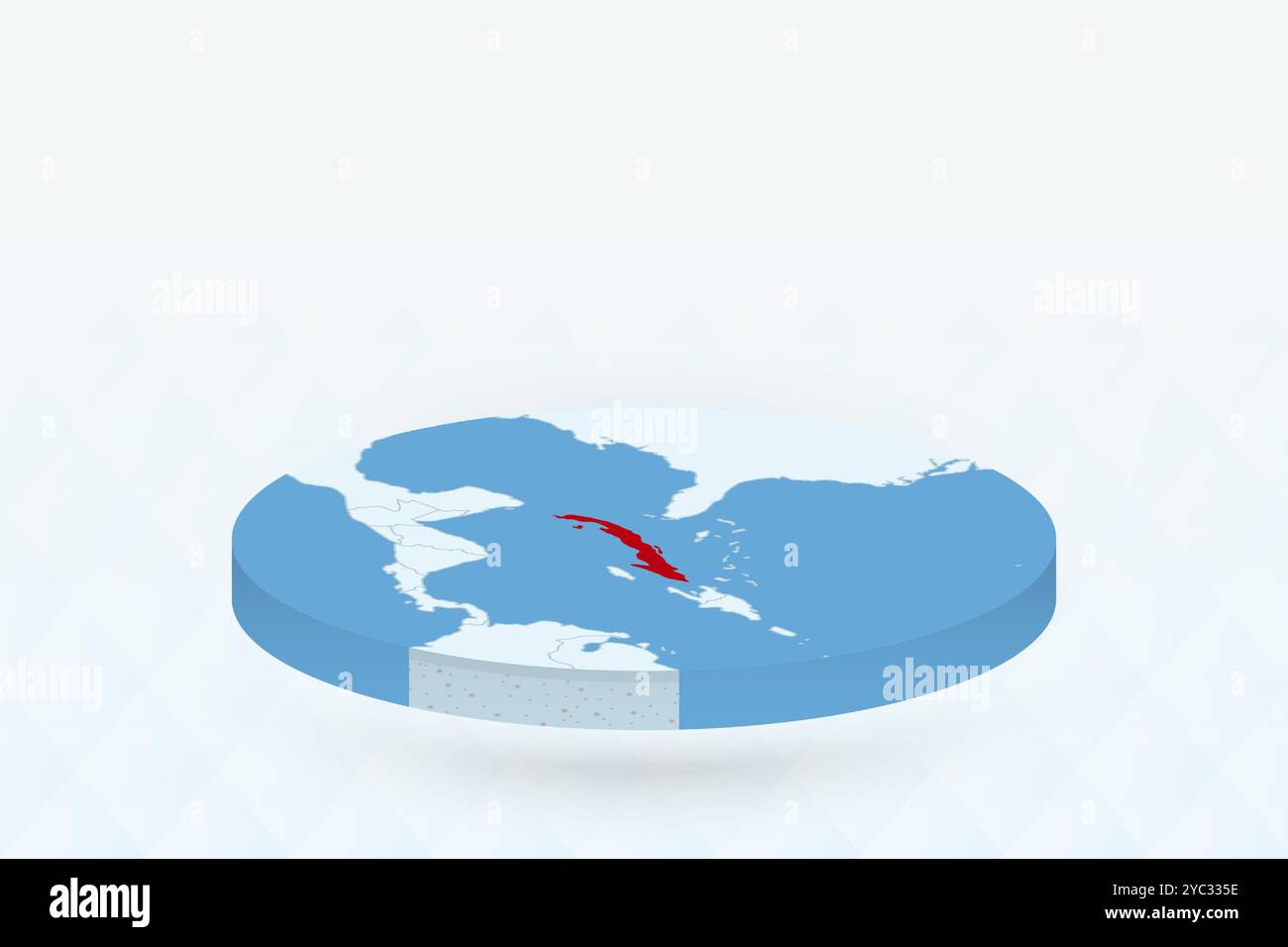 3D Isometric Map Highlighting Cuba in Red. Vector illustration Stock ...