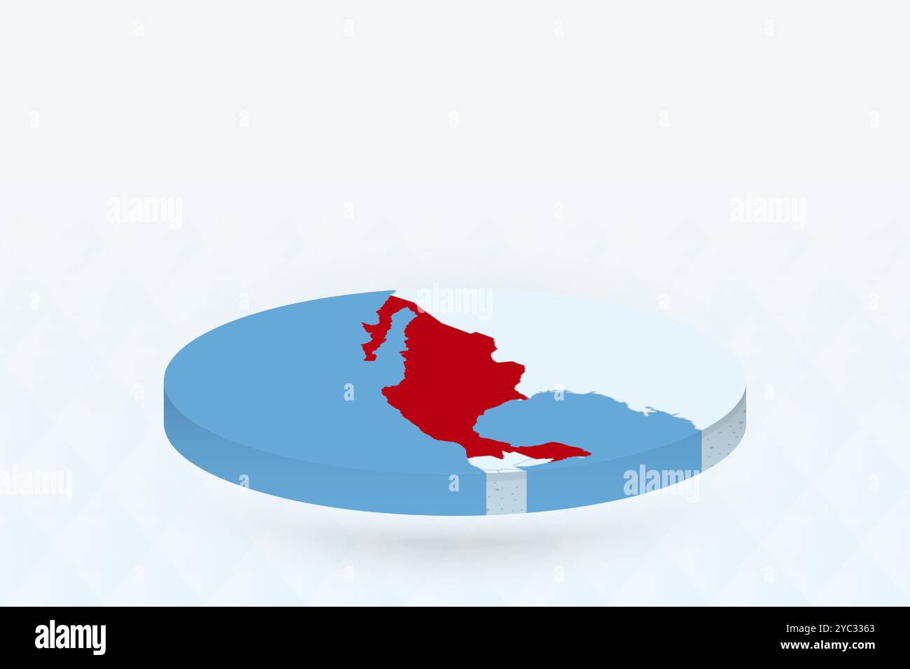 3D Isometric Map Highlighting Mexico in Red. Vector illustration Stock ...
