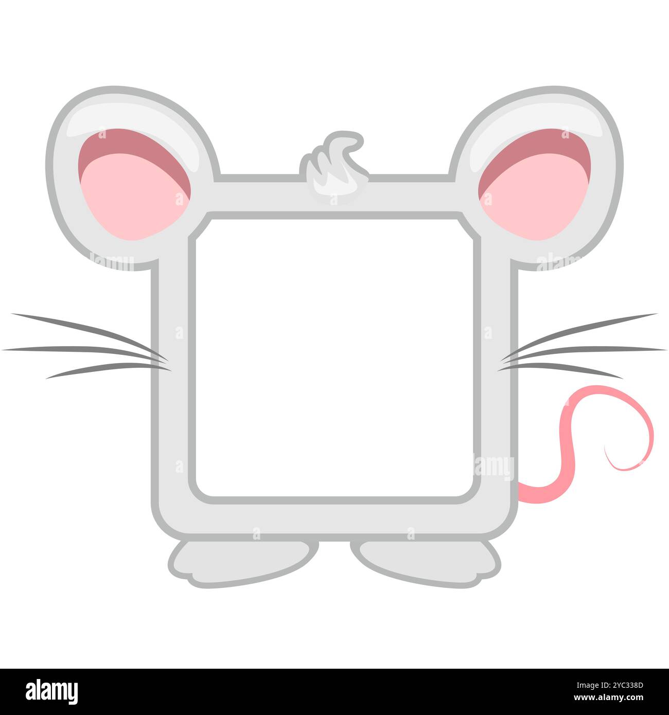 Cute square mouse frame. Cartoon avatar for UI games. Empty animal ...