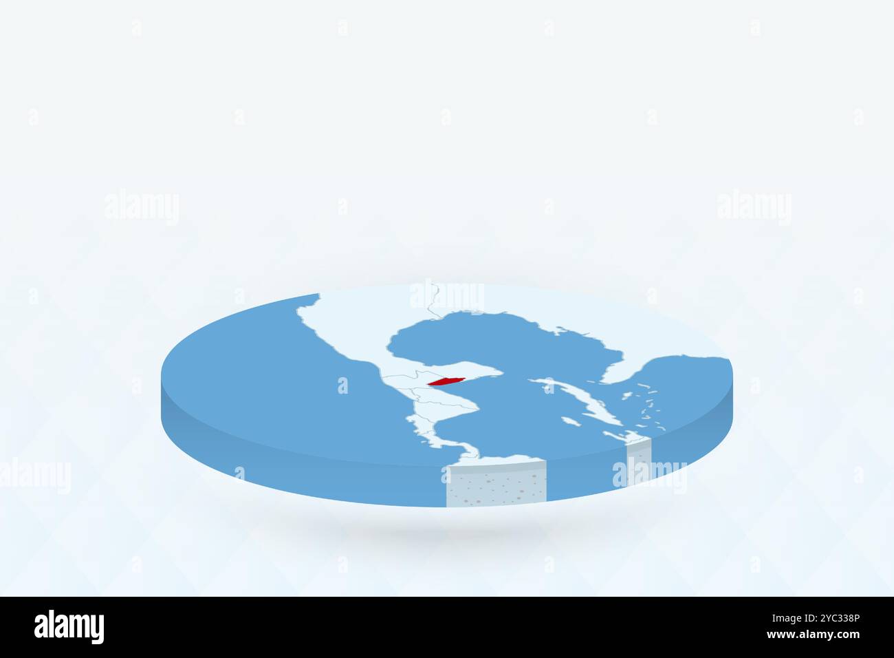 3D Isometric Map Highlighting Belize in Red. Vector illustration Stock ...