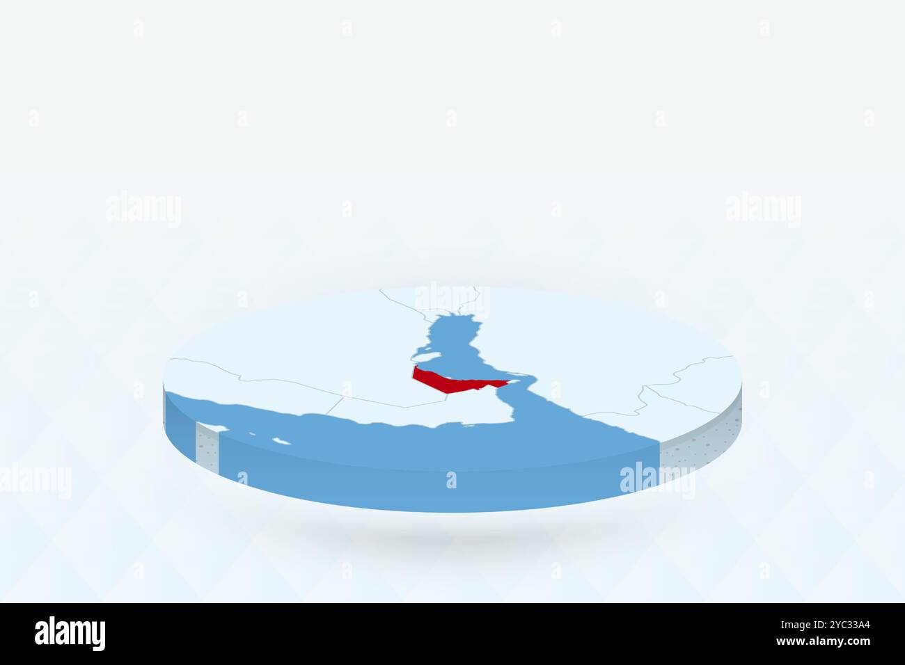 3D Isometric Map Highlighting United Arab Emirates in Red. Vector ...