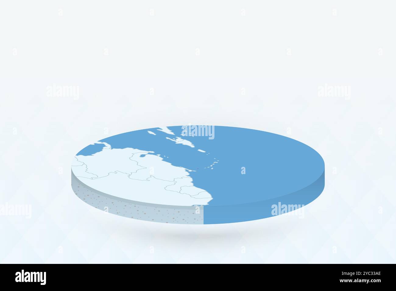 3D Isometric Map Highlighting Grenada in Red. Vector illustration Stock ...