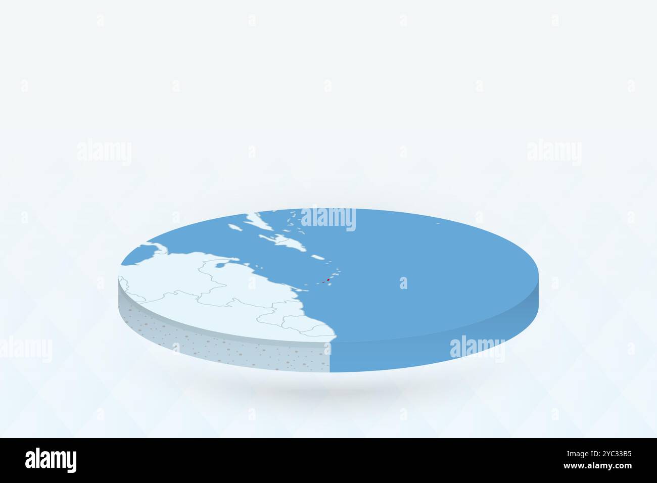 3D Isometric Map Highlighting Saint Kitts and Nevis in Red. Vector ...