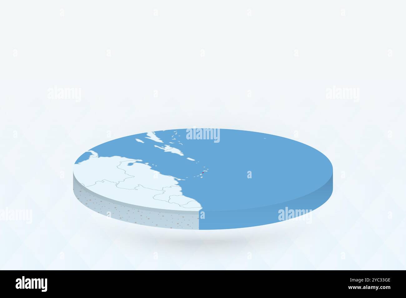3D Isometric Map Highlighting Dominica in Red. Vector illustration ...