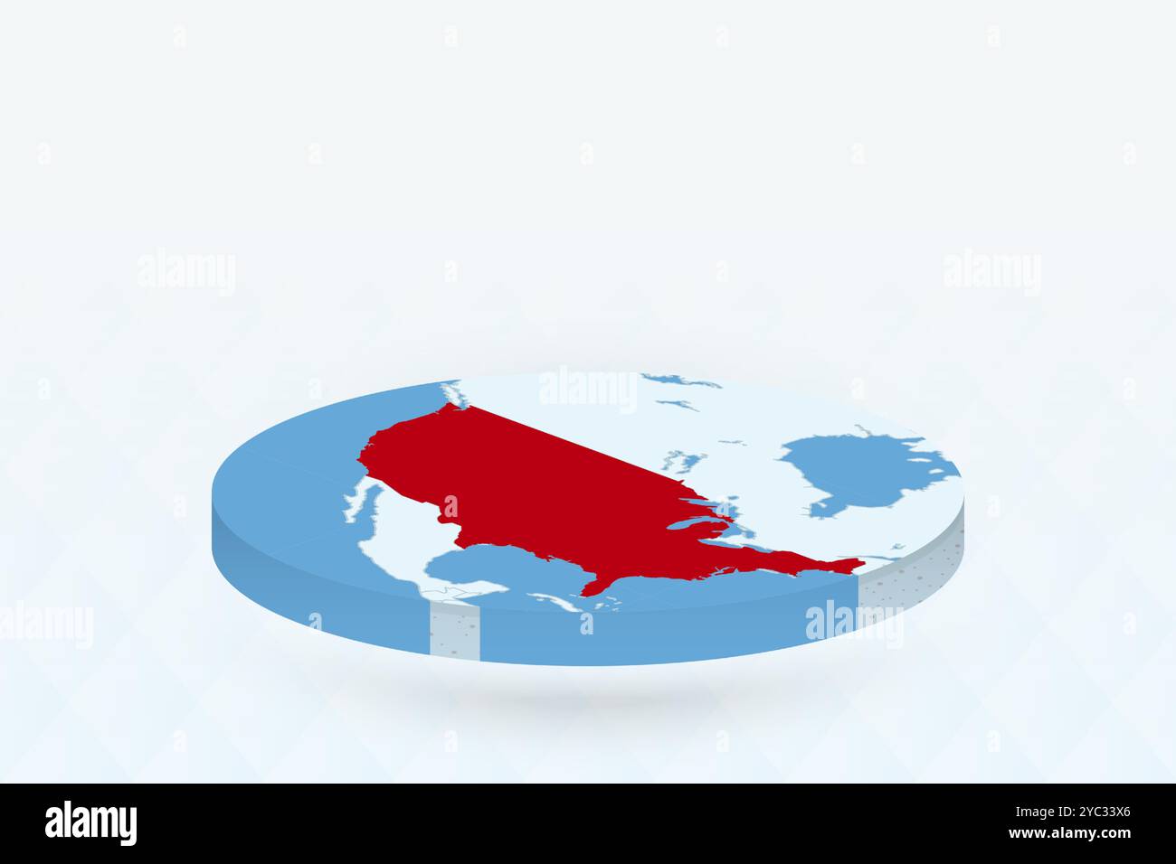3D Isometric Map Highlighting USA in Red. Vector illustration Stock ...