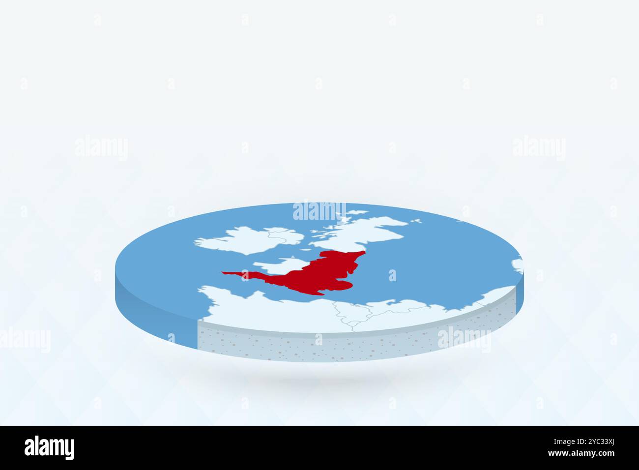 3D Isometric Map Highlighting England in Red. Vector illustration Stock ...