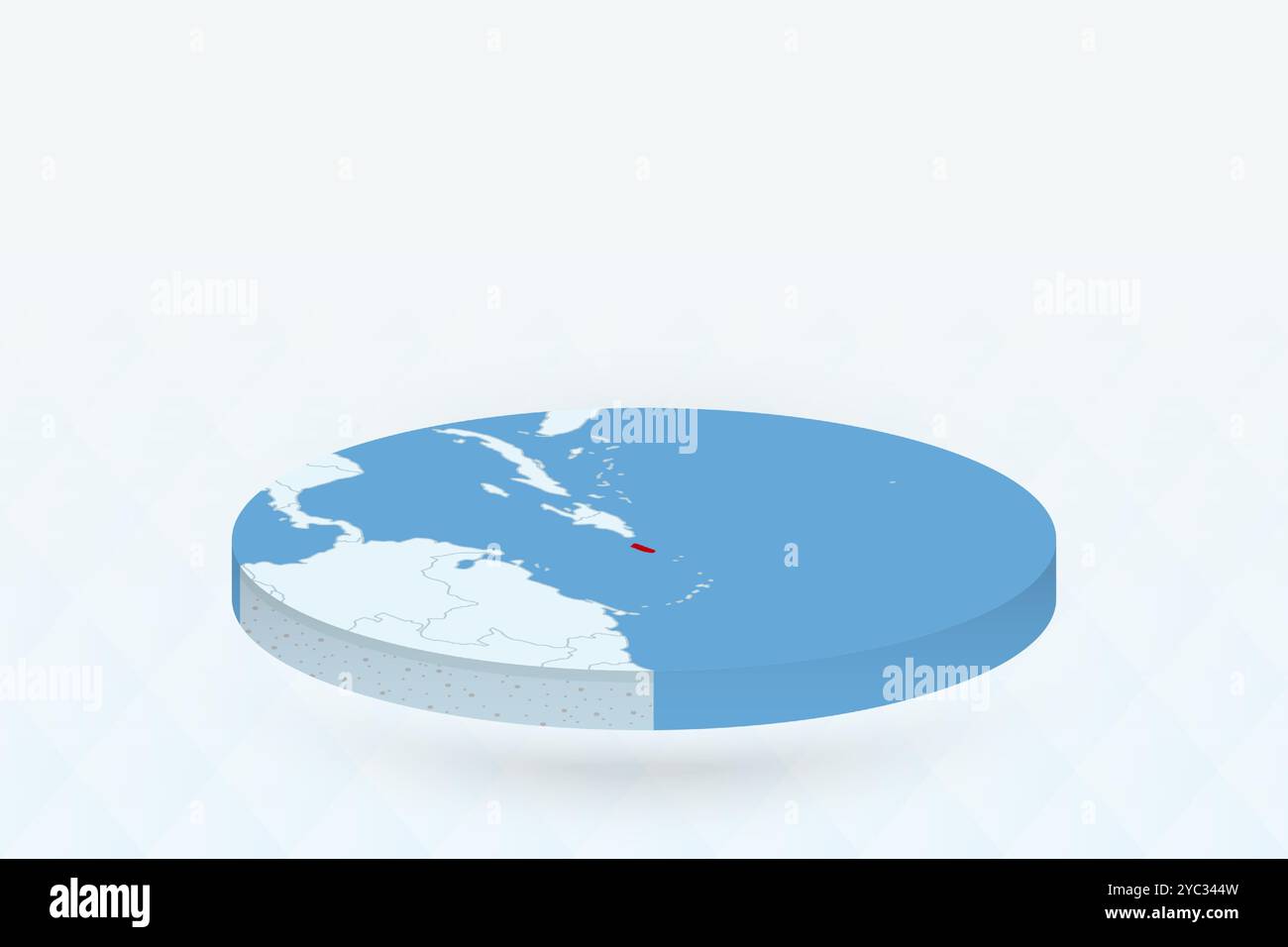 3D Isometric Map Highlighting Puerto Rico in Red. Vector illustration ...