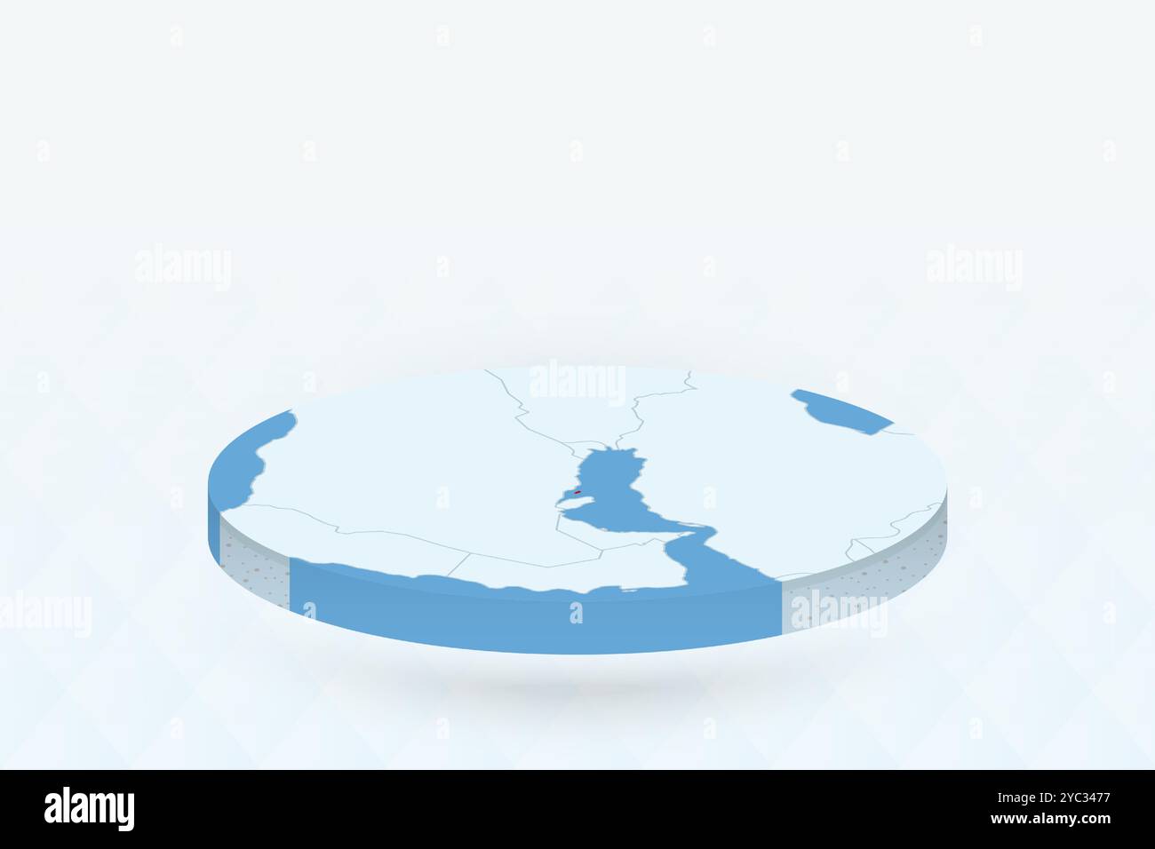 3D Isometric Map Highlighting Bahrain in Red. Vector illustration Stock ...