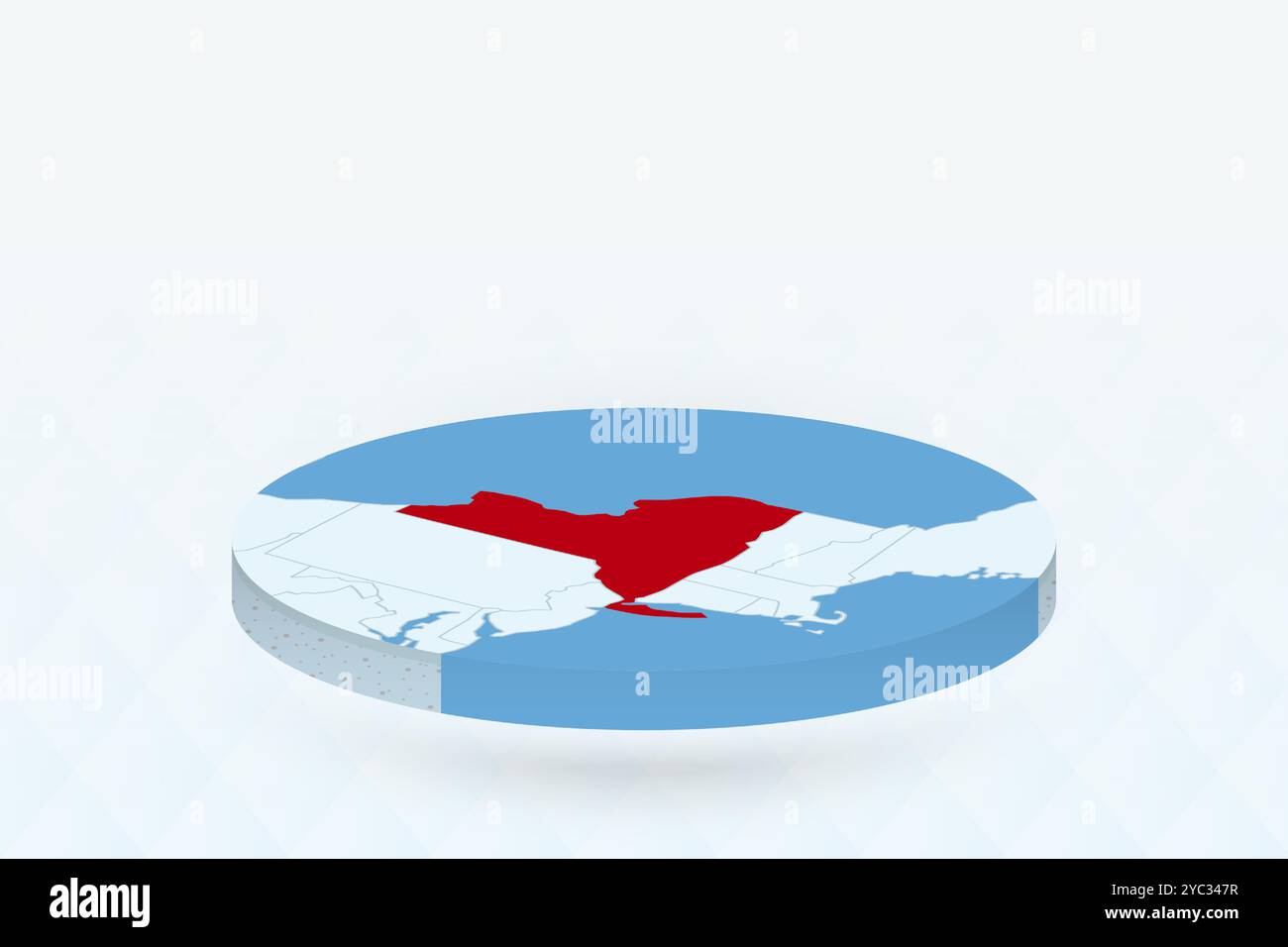 3D Isometric Map Highlighting New York in Red. Vector illustration ...