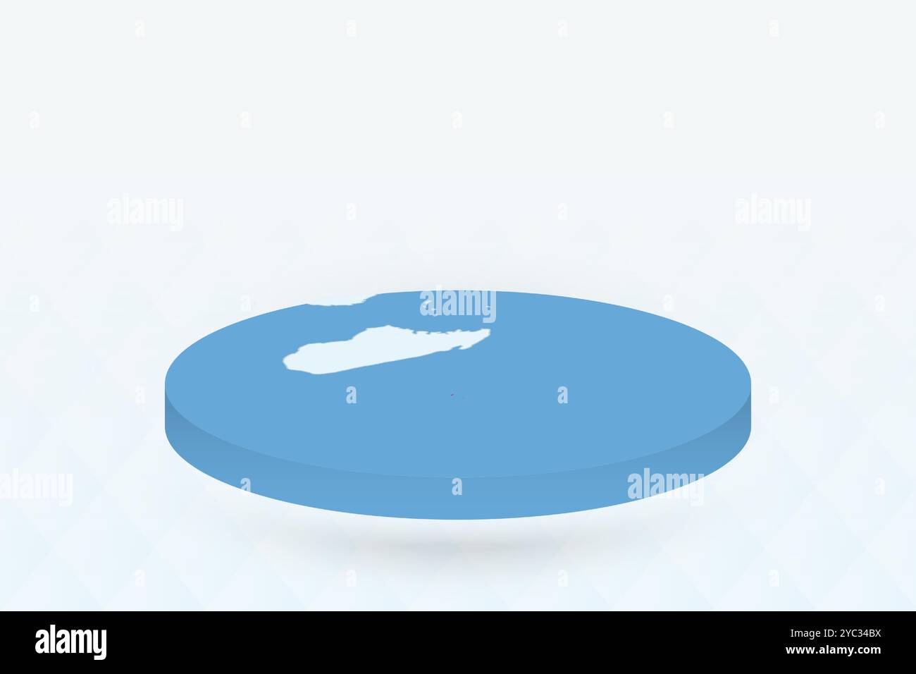 3D Isometric Map Highlighting Mauritius in Red. Vector illustration ...