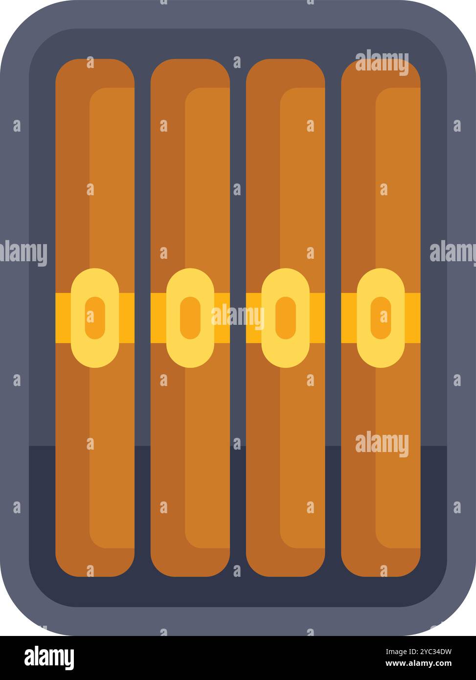 Minimal illustration featuring four cuban cigars inside a dark wooden ...