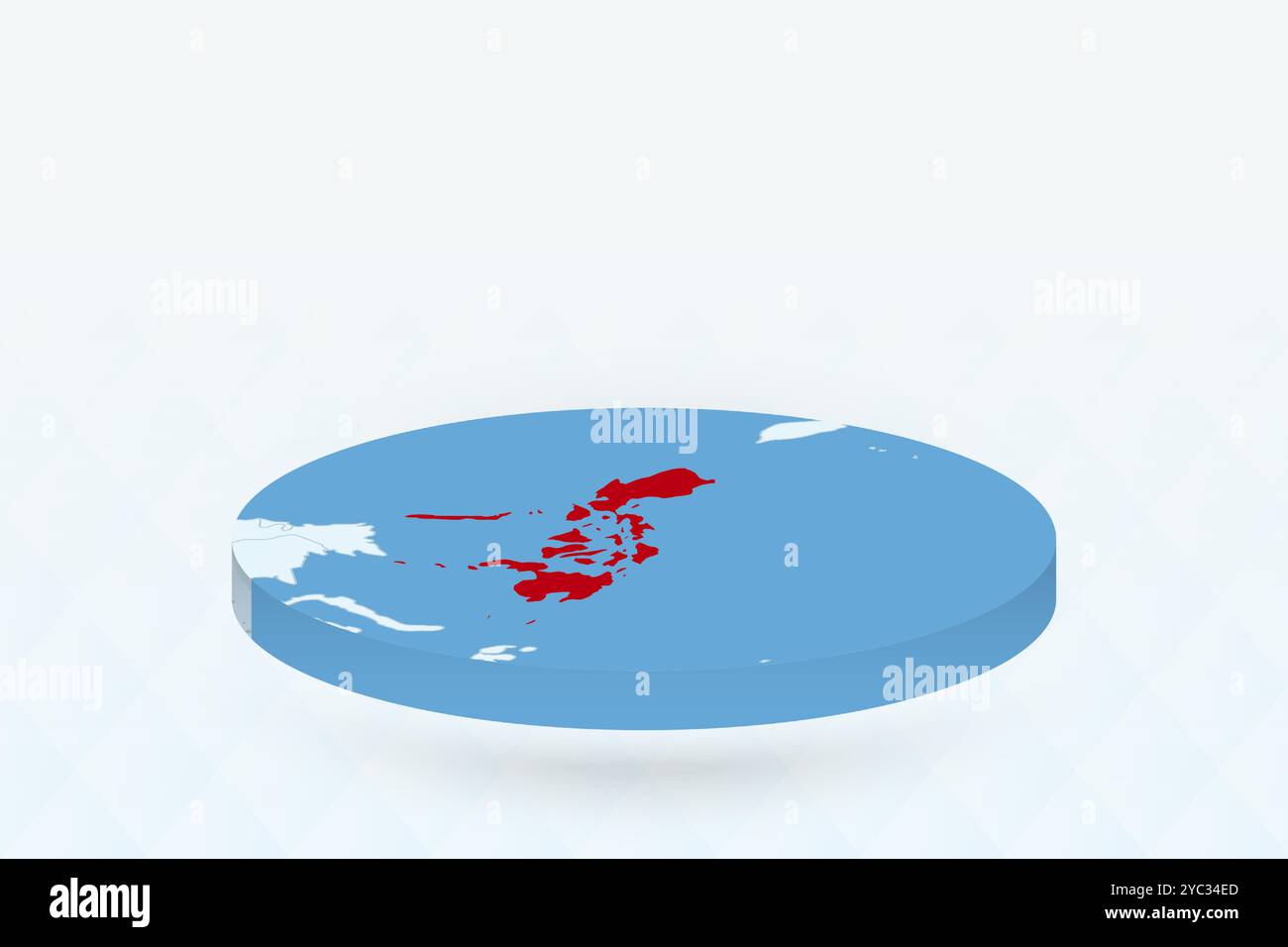 3D Isometric Map Highlighting Philippines in Red. Vector illustration ...