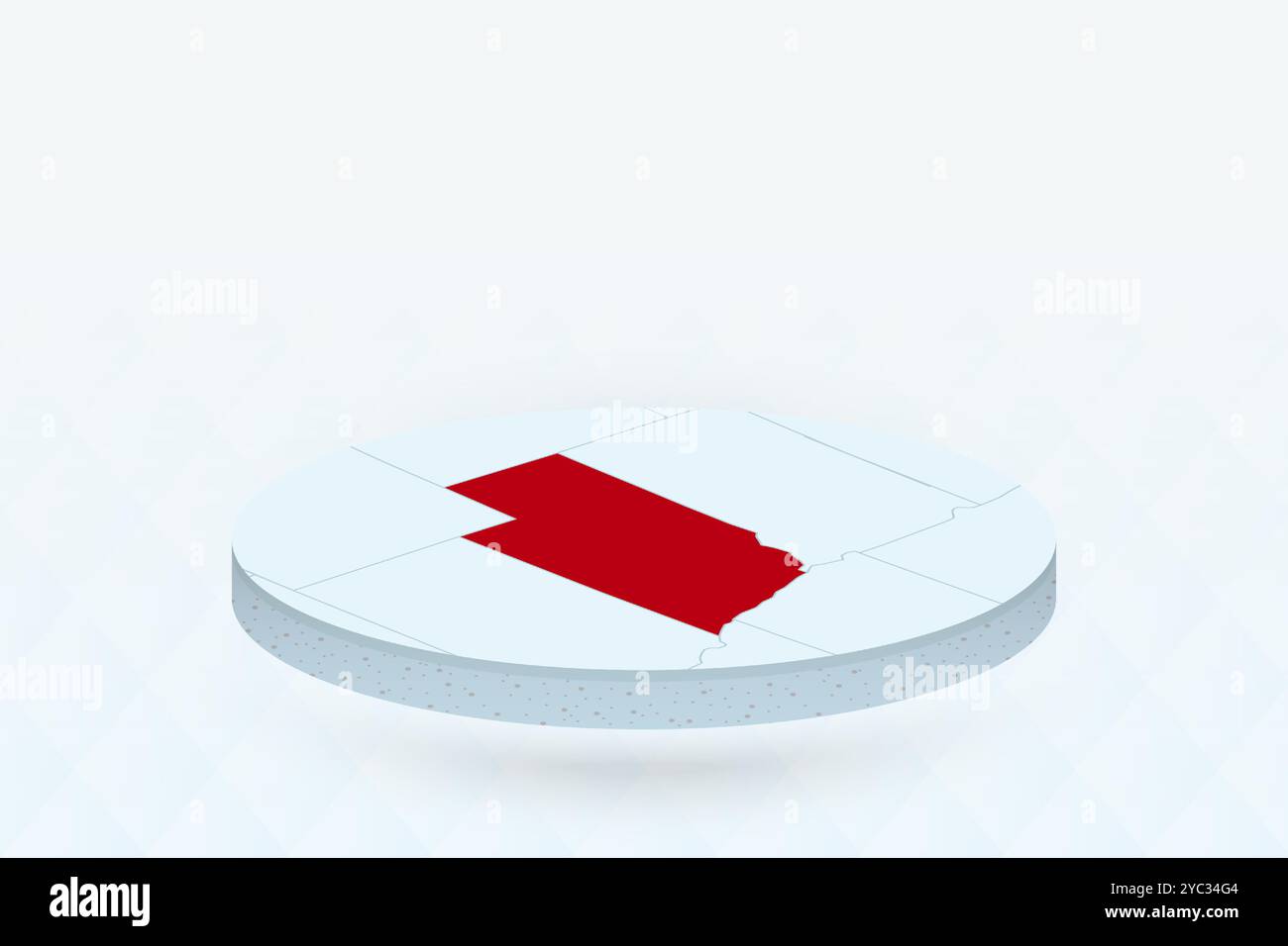 3D Isometric Map Highlighting Nebraska in Red. Vector illustration ...