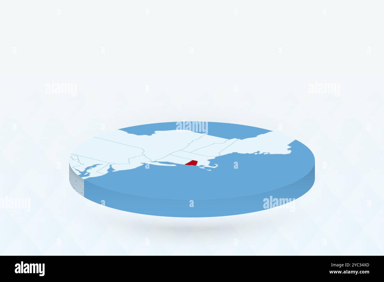 3D Isometric Map Highlighting Rhode Island in Red. Vector illustration Stock Vector Image & Art ...