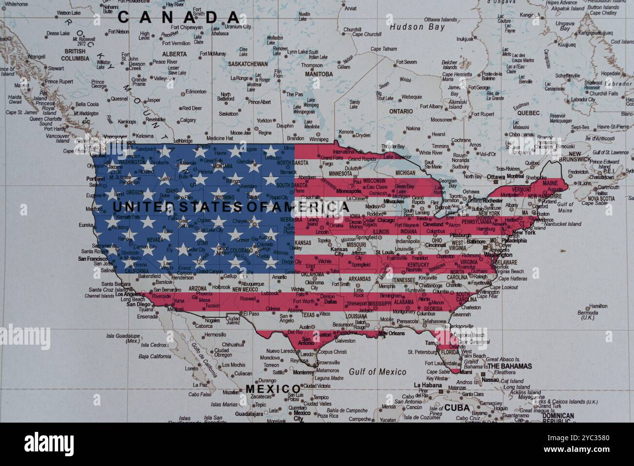 United States of America highlighted with USA flag on North America ...