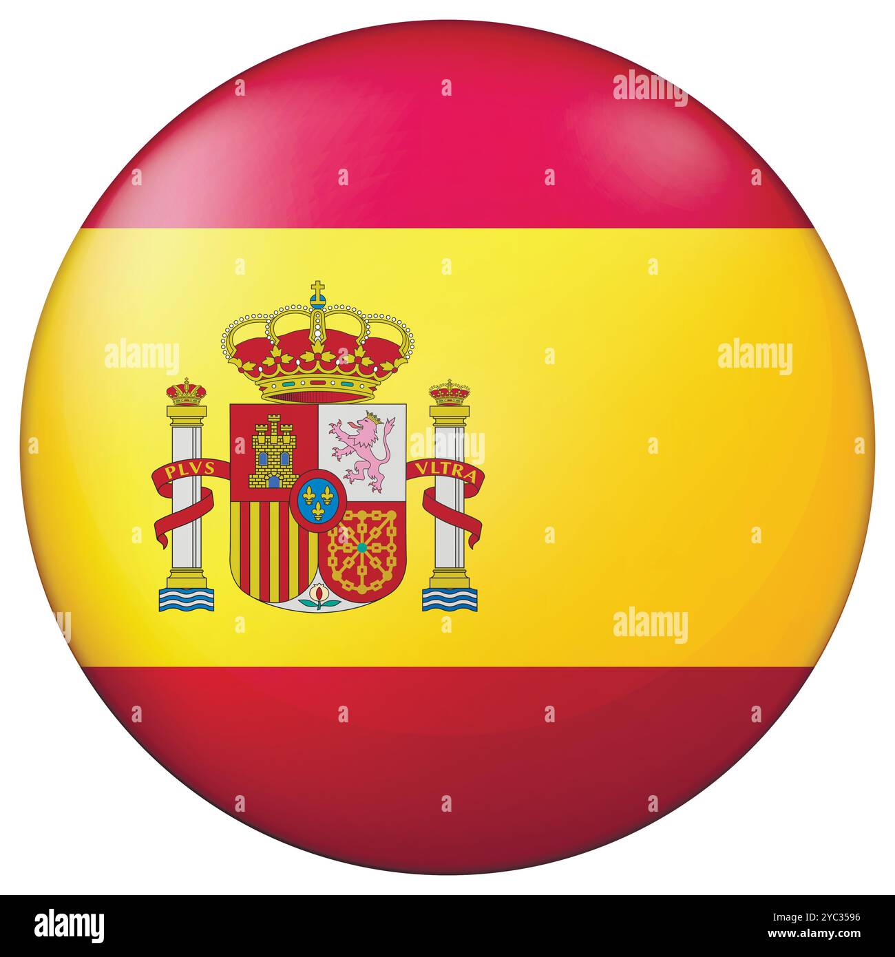 Glass light ball with flag of Spain. Round sphere, template icon. Spanish national symbol ...