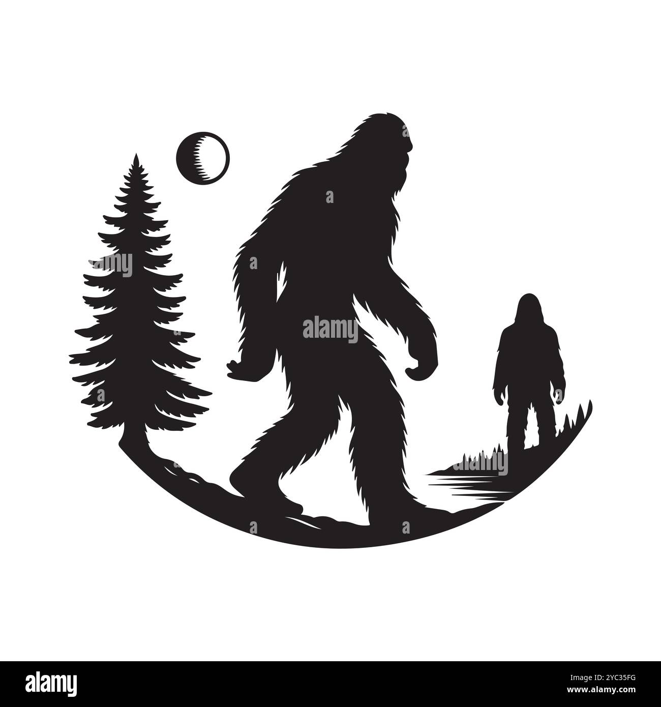 Sasquatch silhouettes isolated on a white background, Vector ...