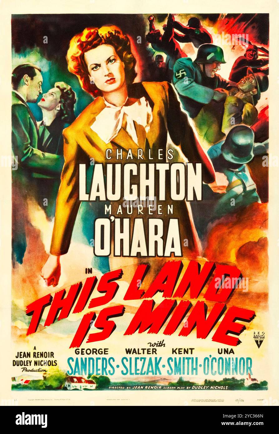 Theatrical release poster for the 1943 film This Land Is Mine - Charles ...