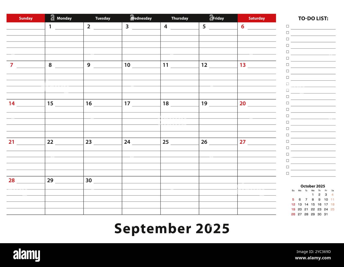 September 2025 Monthly Desk Pad Calendar week starts from sunday, size ...