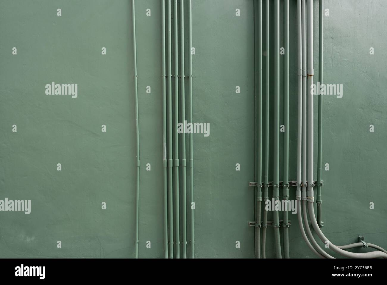 Electrical conduit system with tubes and electric cables on building ...
