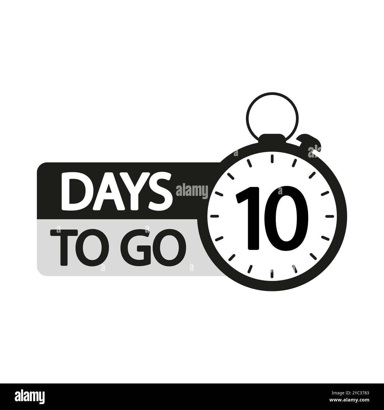 Countdown timer illustration. Bold 10 days to go text. Ten day ...