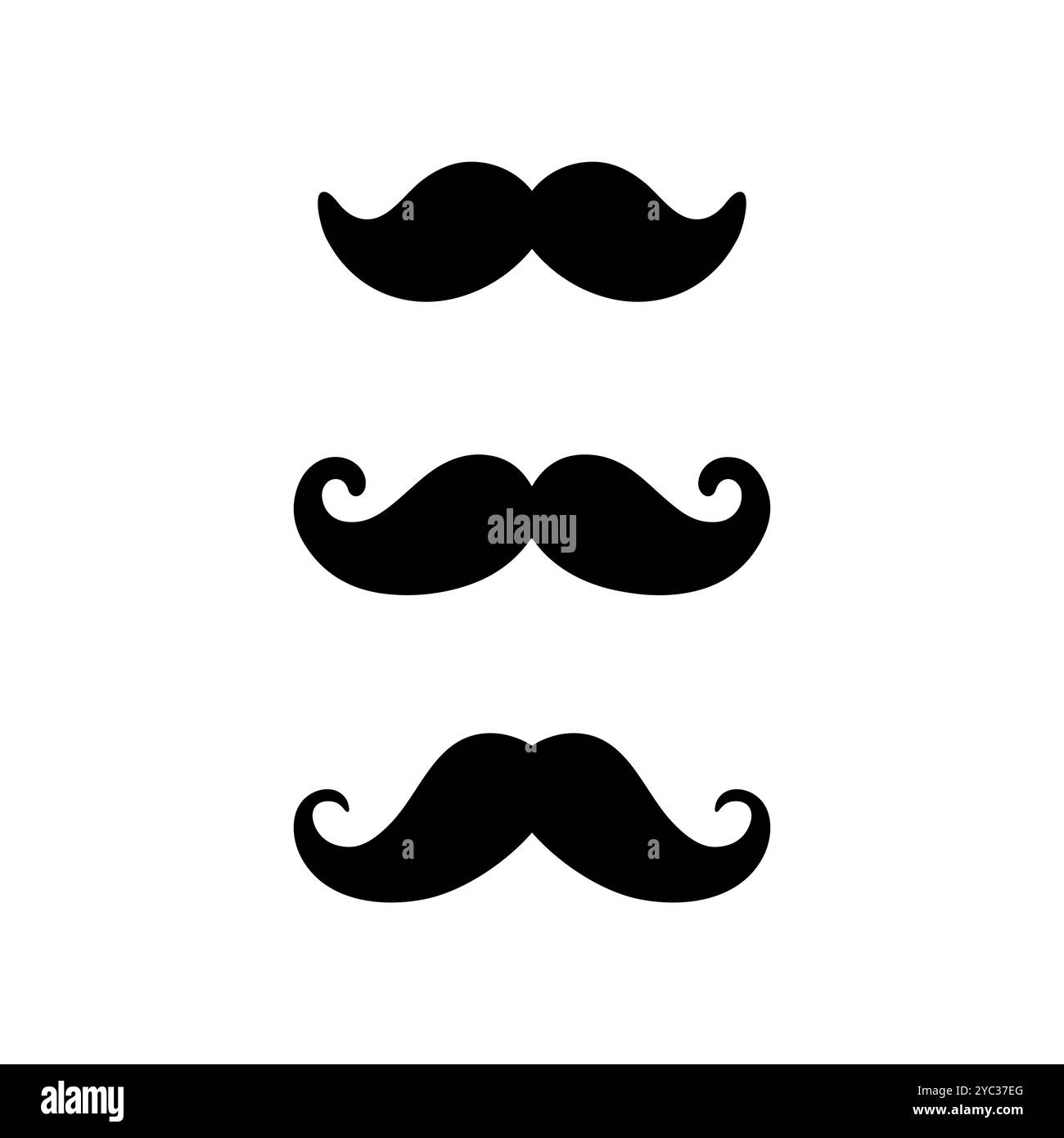 Santa Claus mustache, simple silhouette graphics, set of vector ...