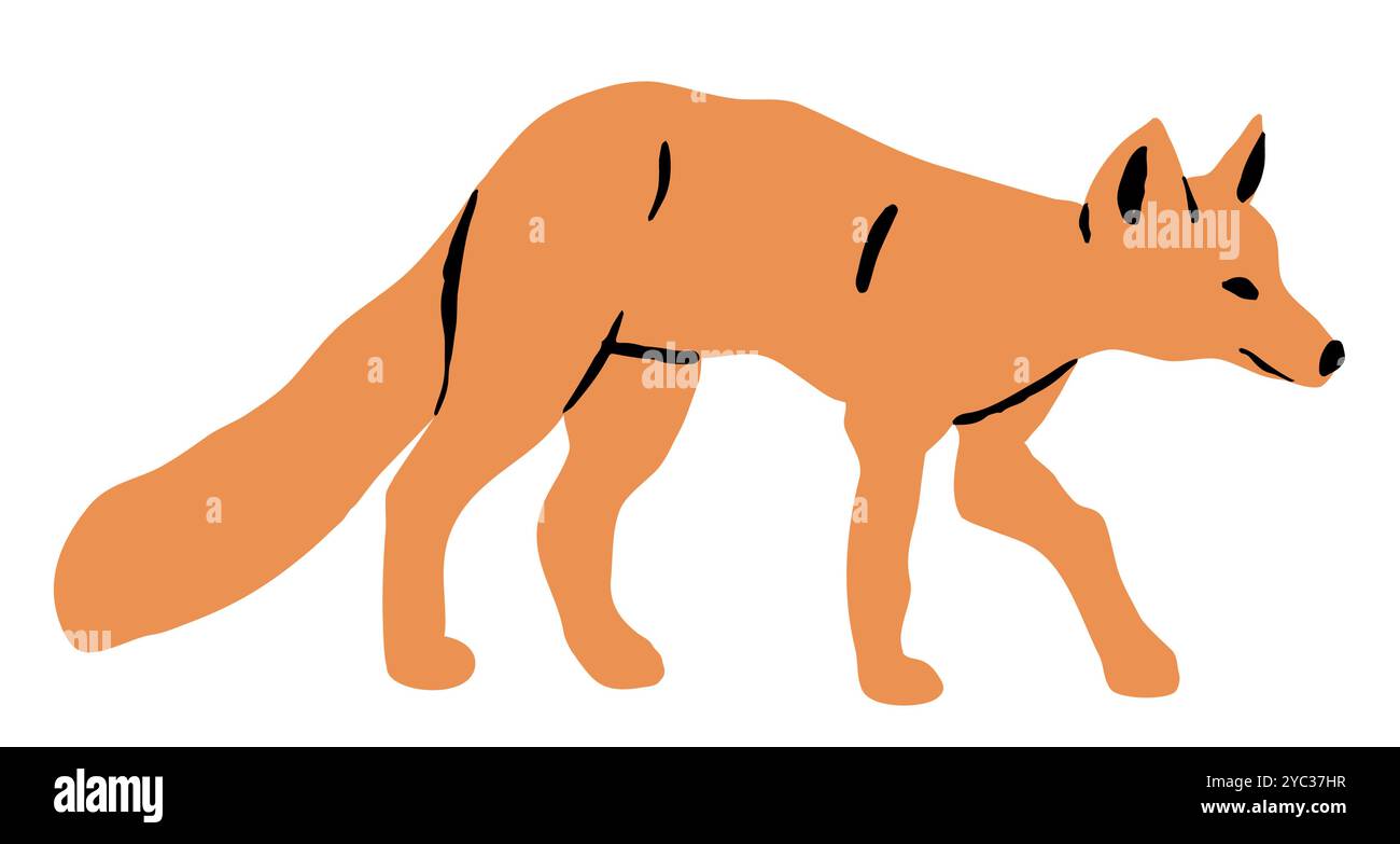 Cartoon red fox funny foxes with black paws hi-res stock photography ...