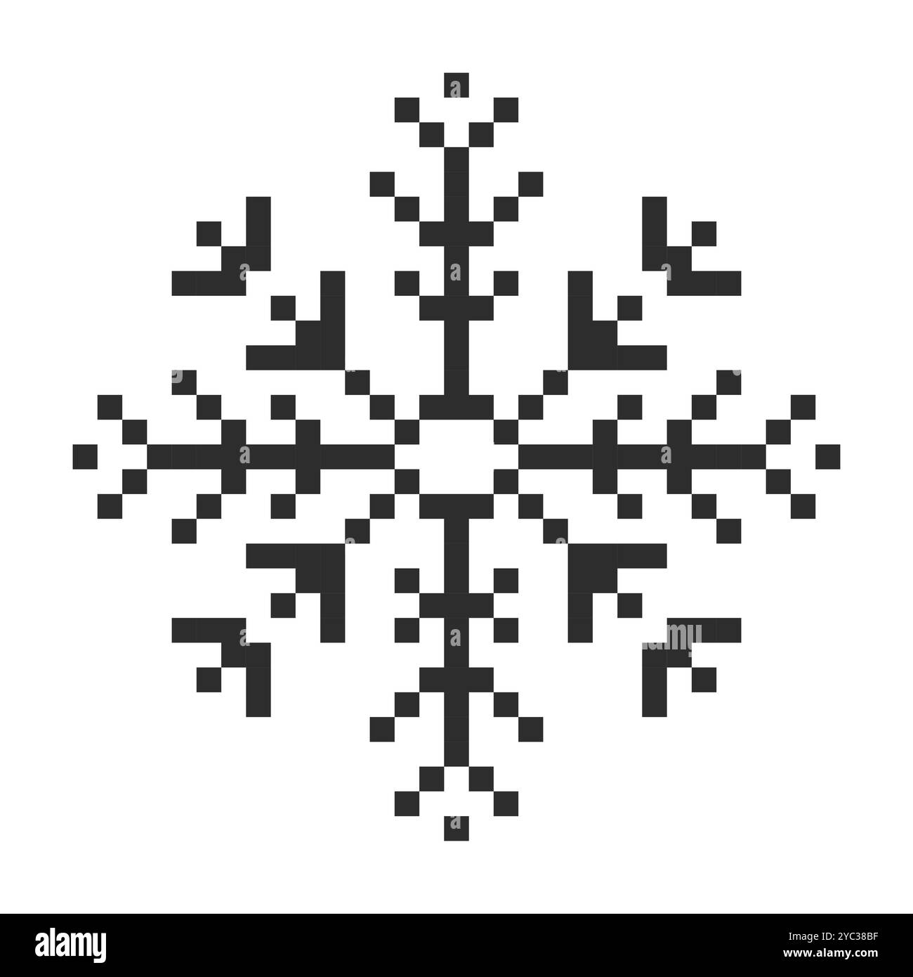Pixel snowflake winter retro pixilated 8 bit game stamp. Holiday flake ...