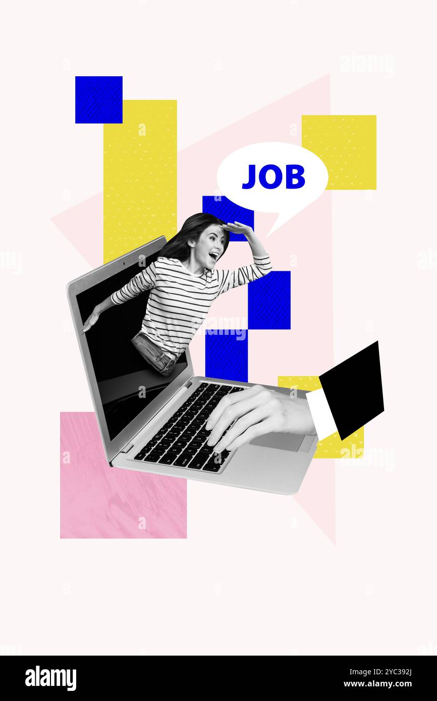 Sketch image composite artwork collage of workspace vacancy new job ...