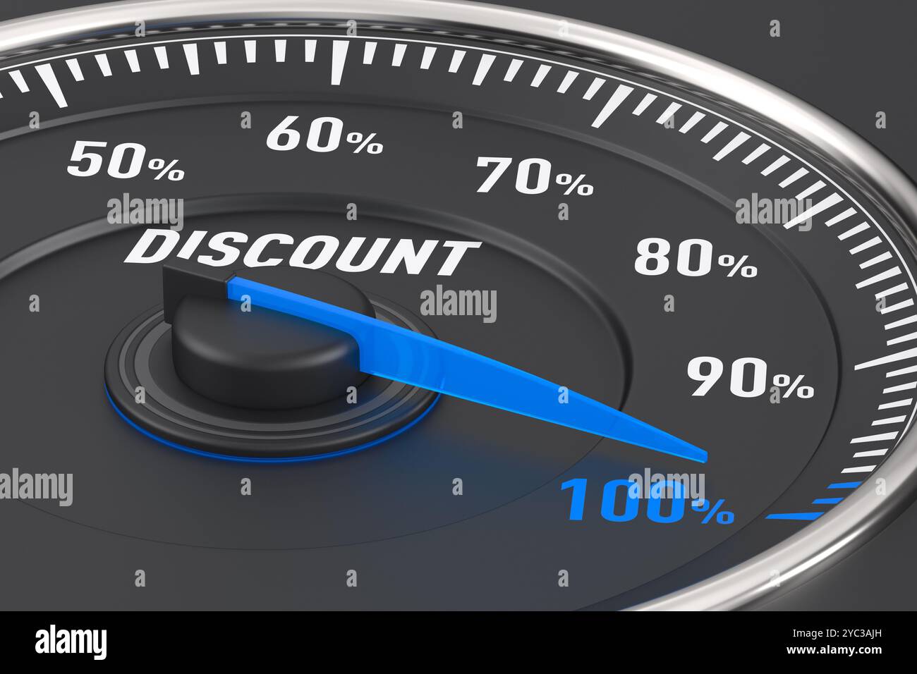 Discount car speedometer. 3D illustration Stock Photo - Alamy