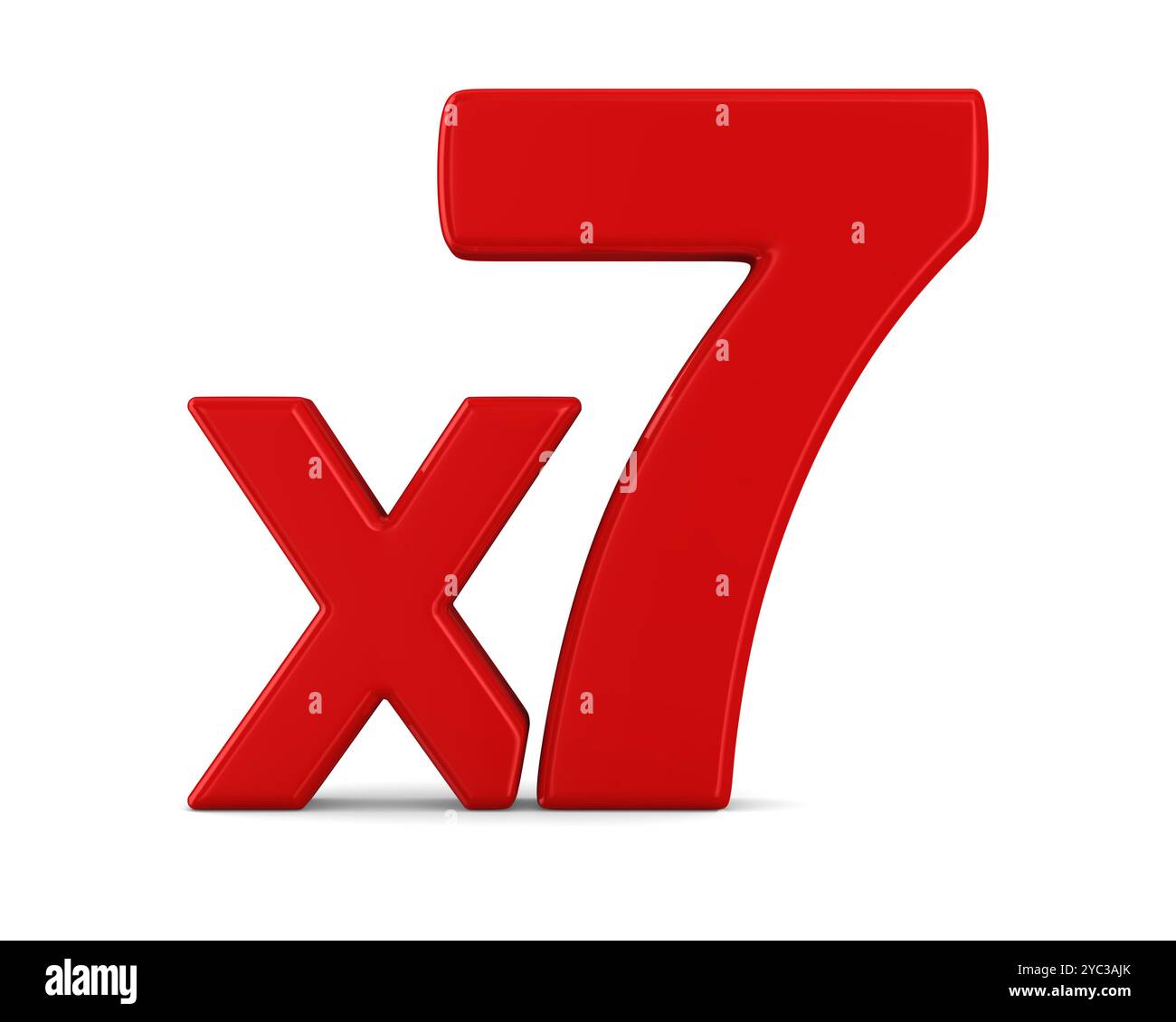 Red x7 symbol on white background. Isolated 3d illustration Stock Photo ...