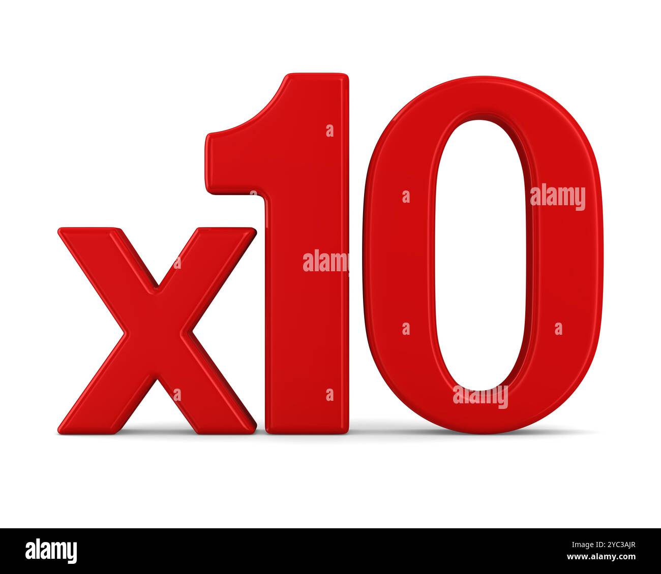 Red x10 symbol on white background. Isolated 3d illustration Stock ...