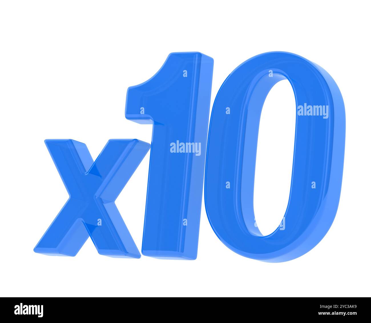 Blue x10 symbol on white background. Isolated 3d illustration Stock Photo - Alamy