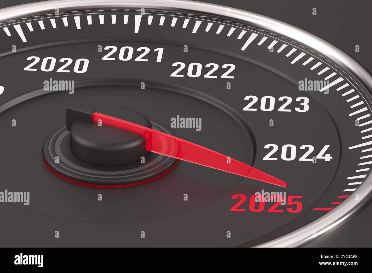 2025 year car speedometer. 3D illustration Stock Photo - Alamy