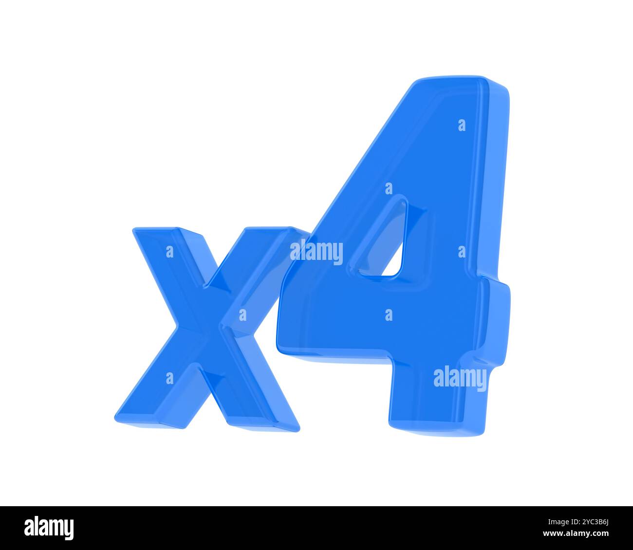 Blue x4 symbol on white background. Isolated 3d illustration Stock ...