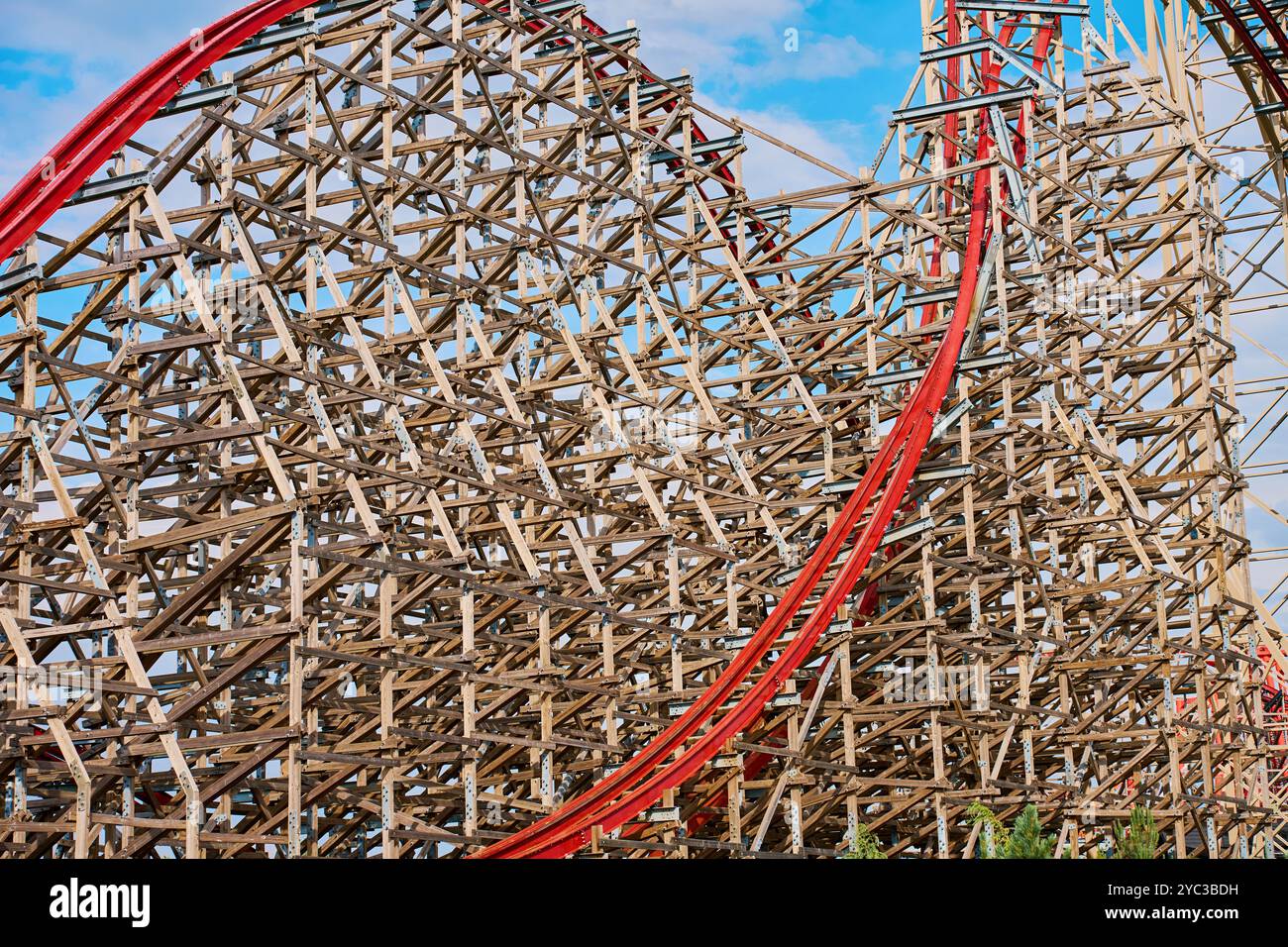 Roller coaster attraction in amusement park. Entertainment at summer ...