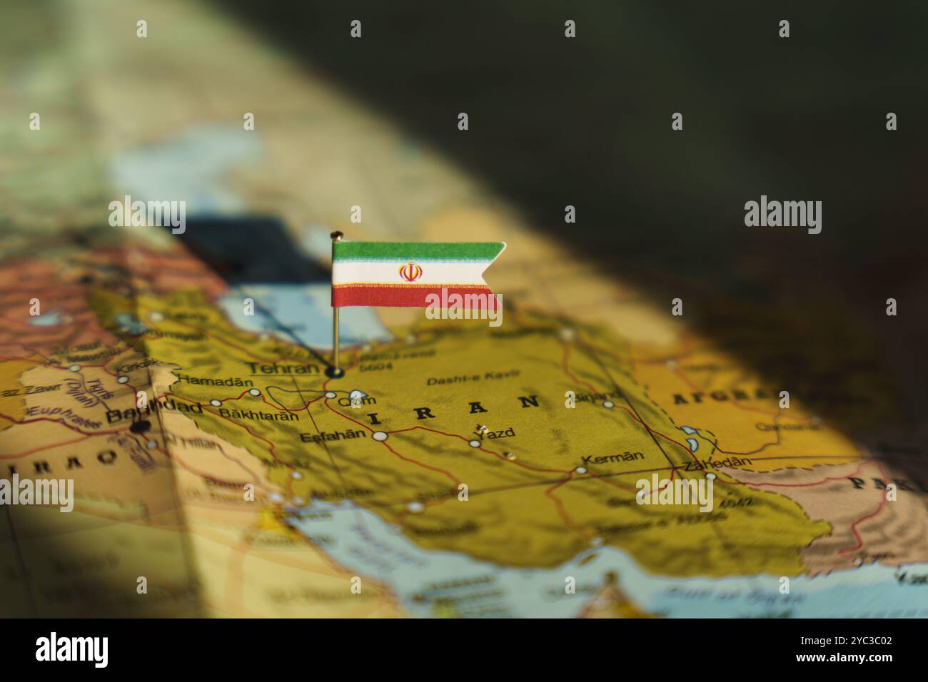 Iran flag on Middle east geopolitical map. High quality photo Stock ...