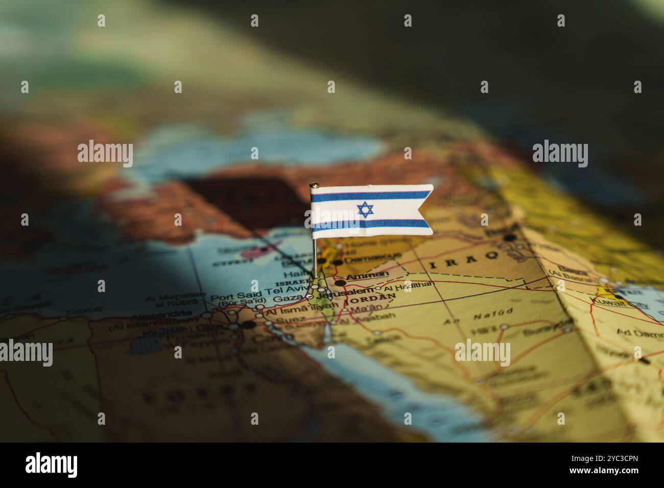 Israel flag on Middle east political map. High quality photo Stock ...