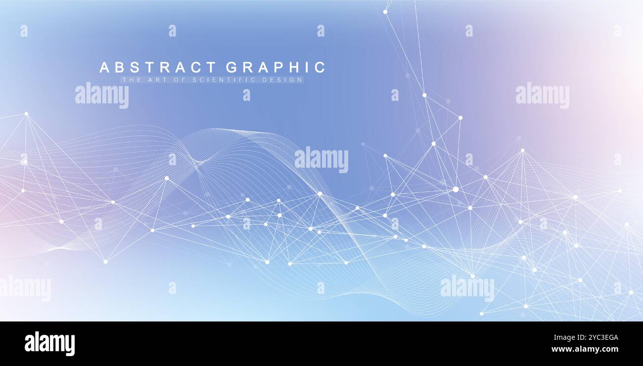 Digits abstract background with connected lines and dots. Digital neural networks. Network and ...