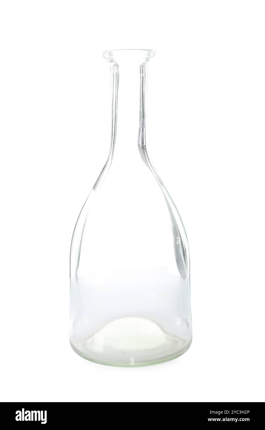 One empty glass bottle isolated on white Stock Photo - Alamy