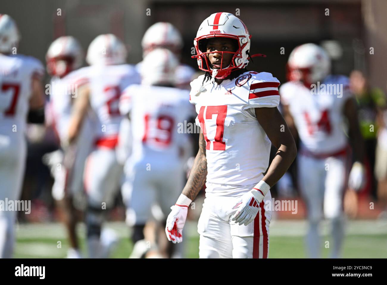 BLOOMINGTON, IN - OCTOBER 19: Nebraska WR Jacory Barney Jr. (17) during ...