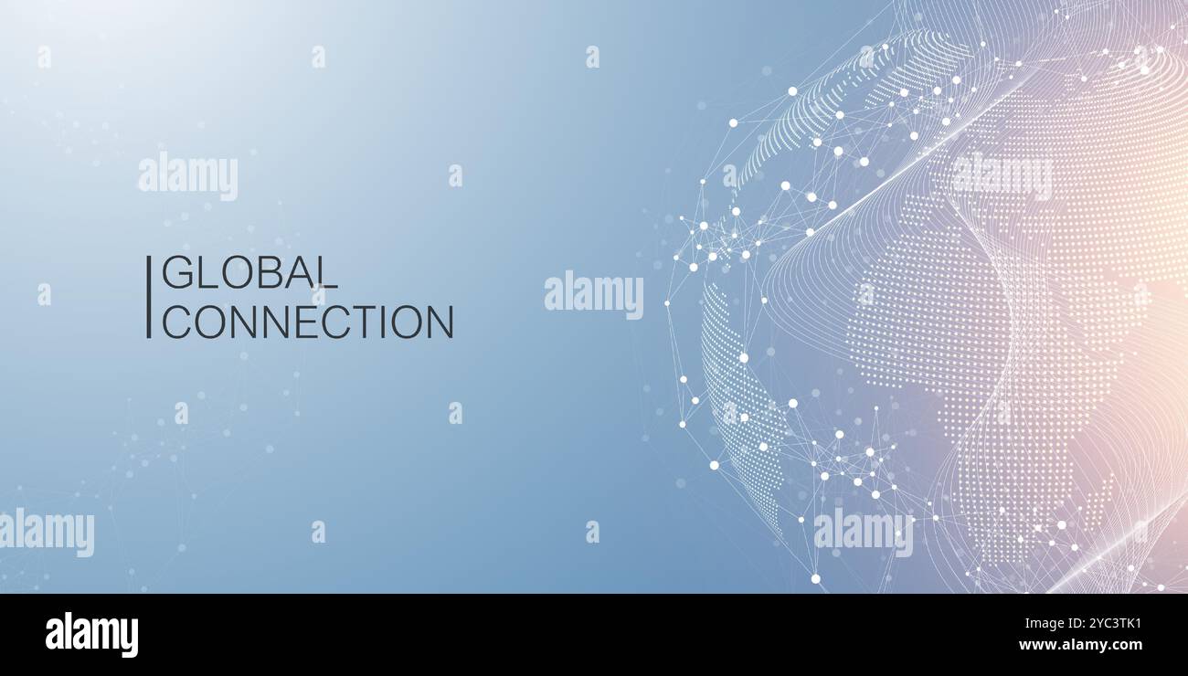 Global network connection banner design template. Header social network ...