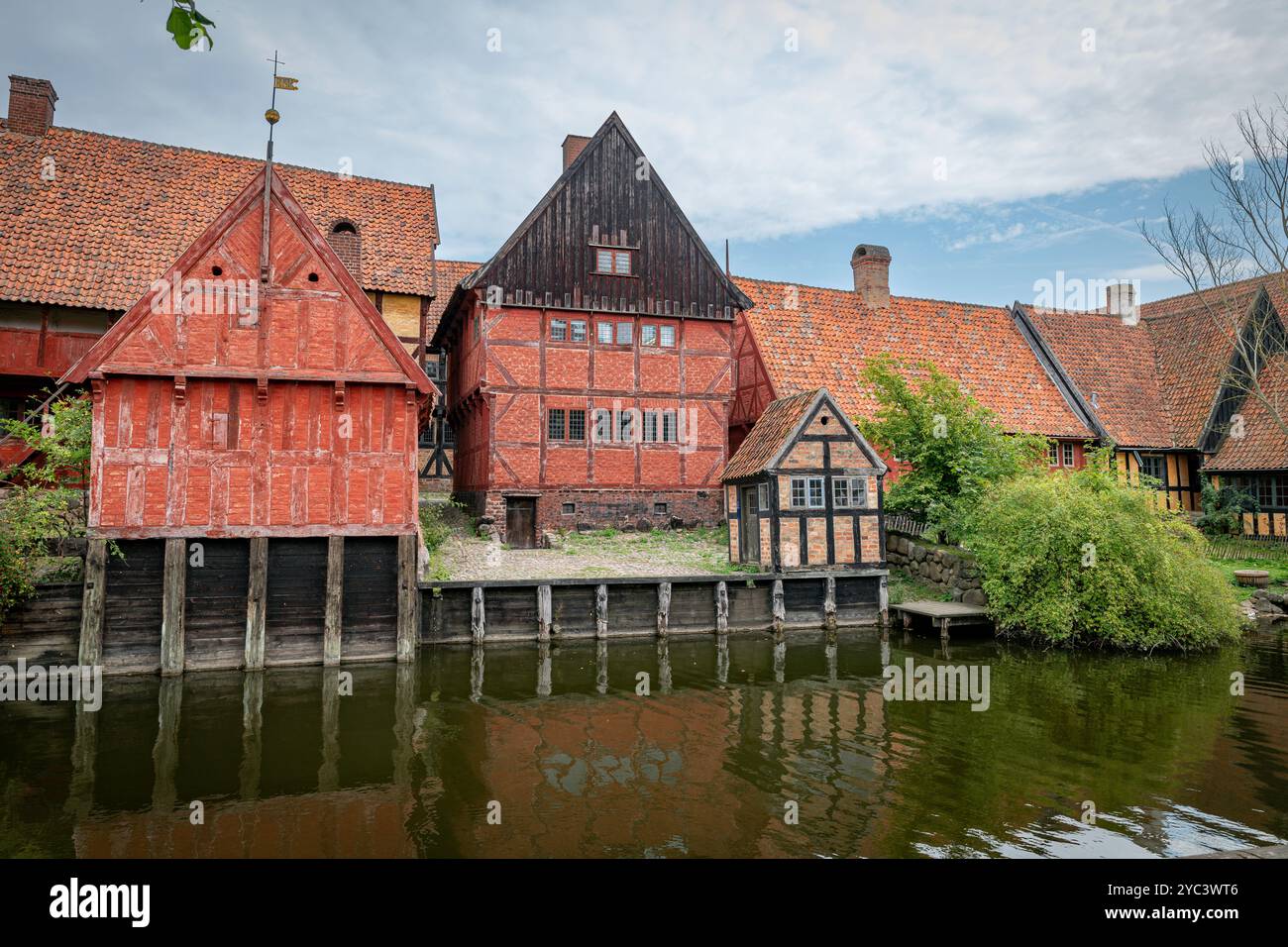 Historic Danish Timber-Framed Houses by Tranquil River in aalborg ...