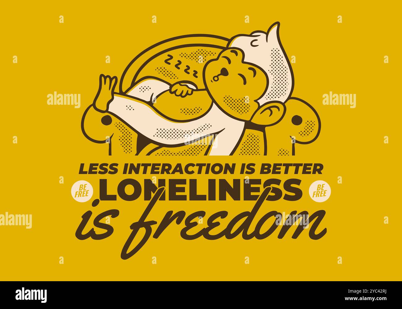 Less interaction is better. Character illustration of monkey sleep on ...