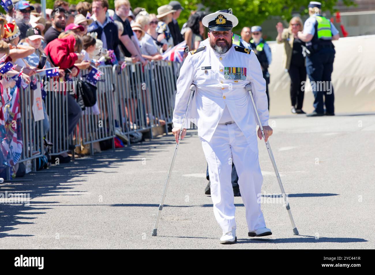Canberra, Australia. 21st Oct, 2024. Navy Sub Lieutenant Jordan Bradshaw heads to the For Our ...