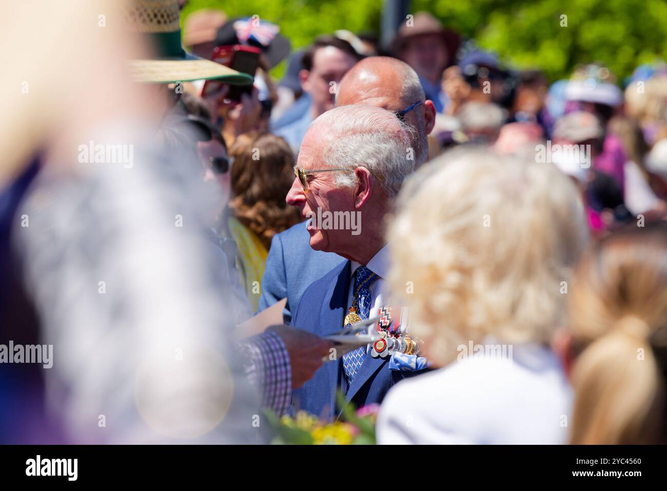 Canberra, Australia. 21st Oct, 2024. King Charles III takes a walk to meet the general public ...