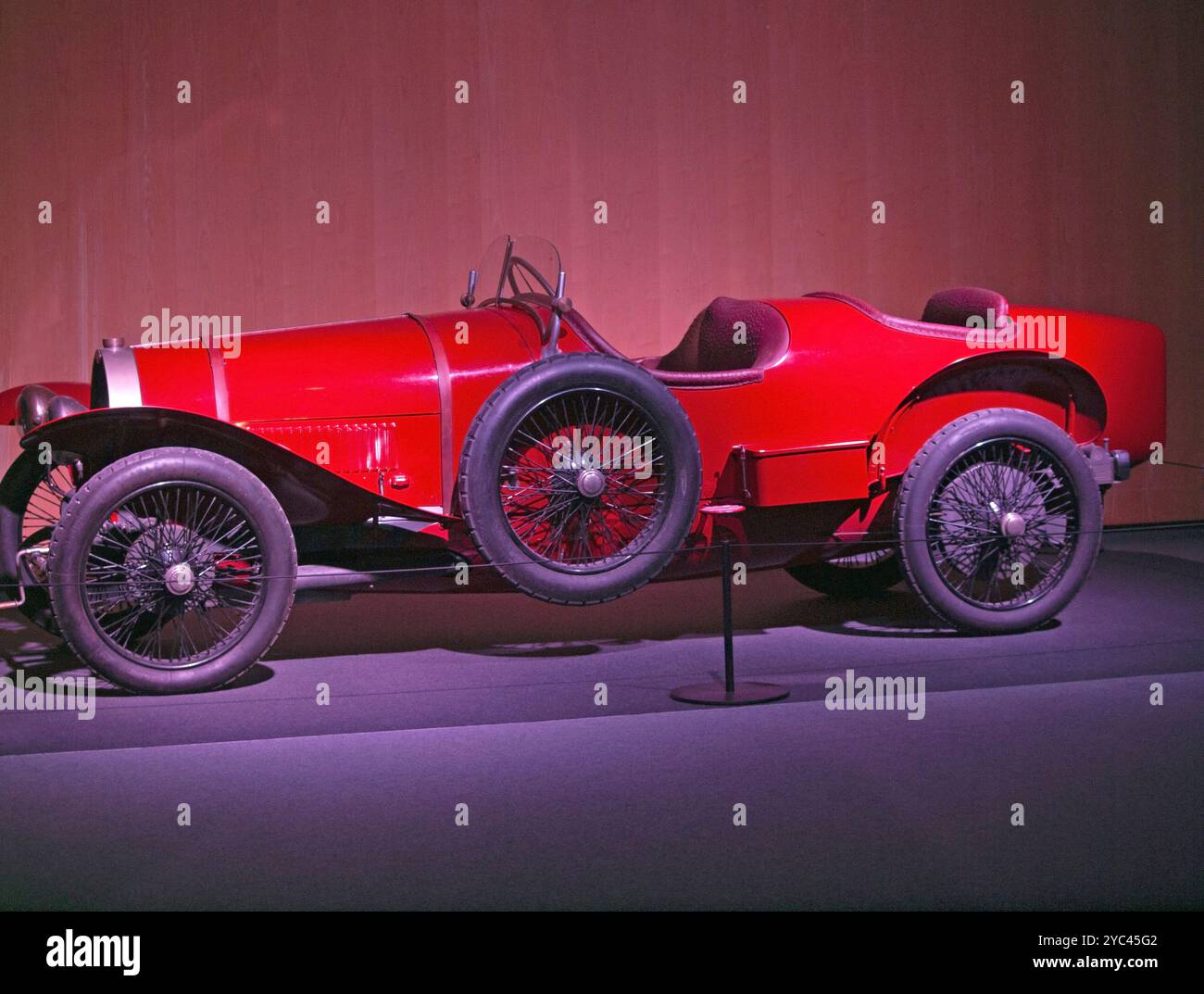 A red Bugatti sports car on display at an exhibition in France Stock ...
