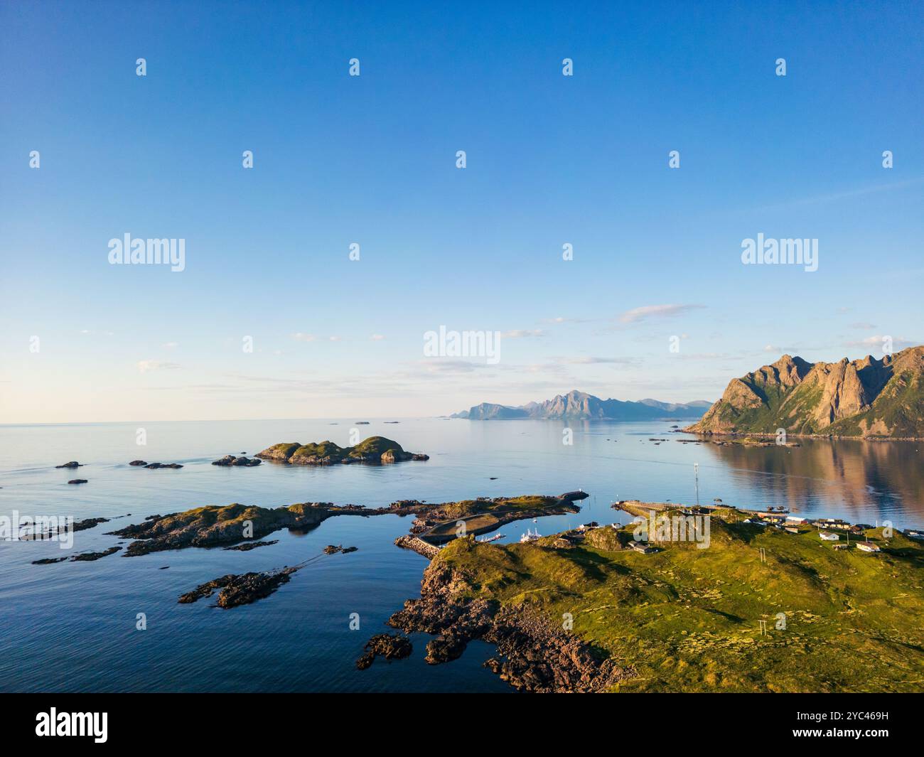 Aerial landscape of Northern Norway by drone in Bo municipality ...